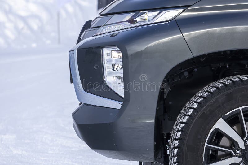 The LED Headlights and LED Fog Lights on the SUV are Gray Stock Image ...