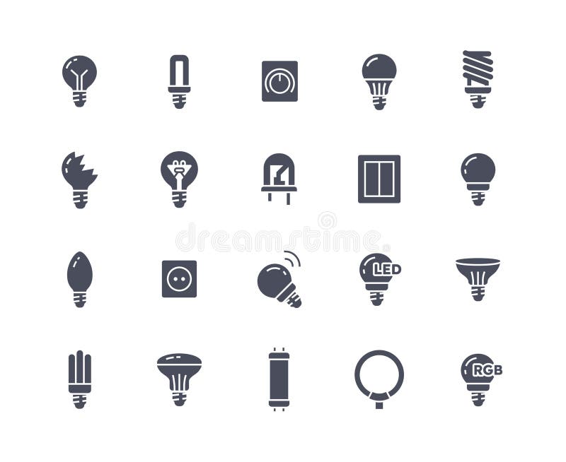 Led icons black set stock vector. Illustration of contour - 272715487
