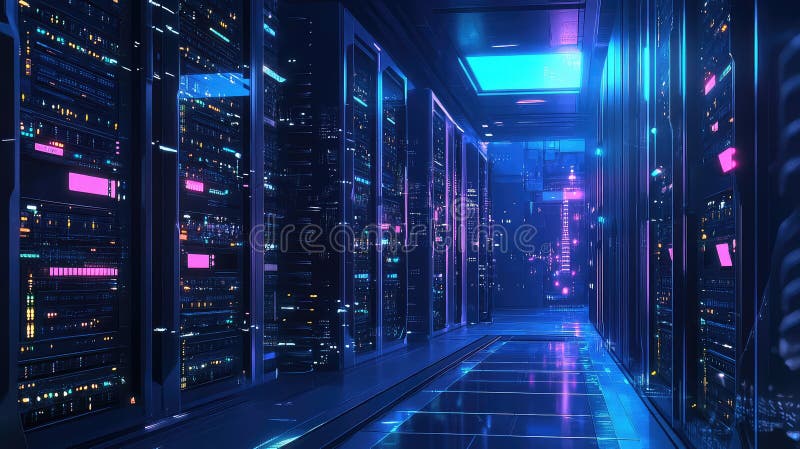 Led Illuminating Server Rack Stock Illustration - Illustration of ...