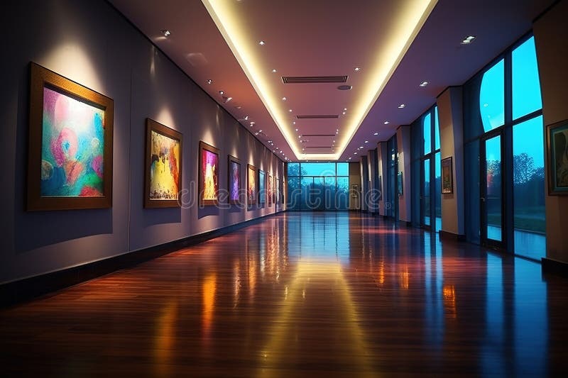 LED Illumination in a Hall Restaurant Gallery or Museum Illustration ...