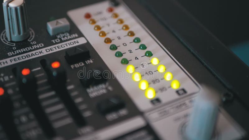 LED Indicator Level Signal on the Sound Mixing Console Stock Video ...