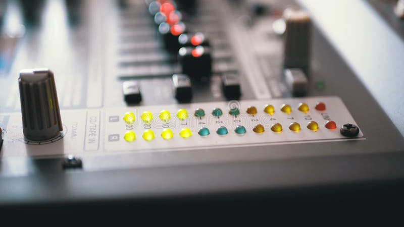 LED Indicator Level Signal on the Sound Mixing Console Stock Footage ...