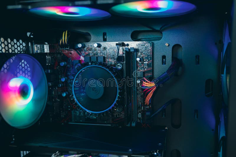 Inside Computer Motherboard with Wires, Stock Image - Image of digital ...