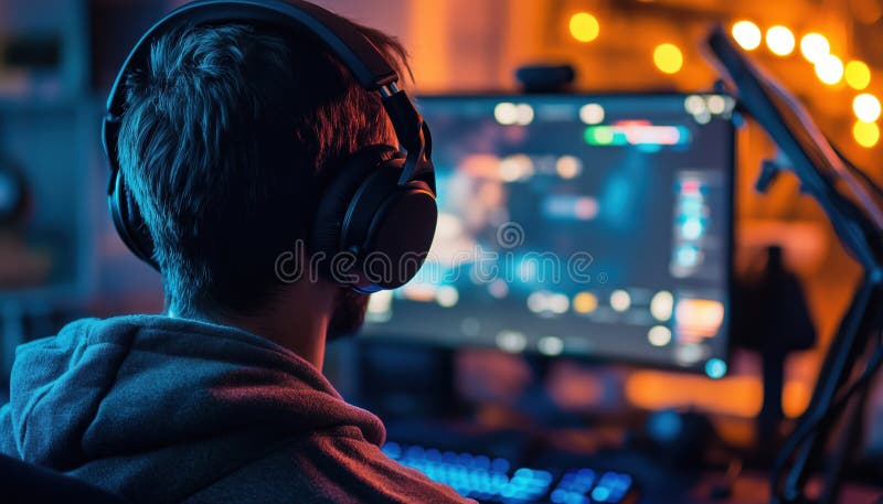 Led Keyboard Copy Space Highlighted in Streamer S Studio Room Gaming ...