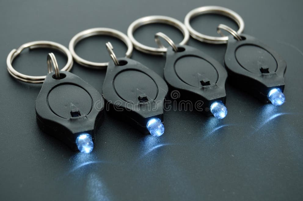 LED Keychain Micro Flashlights Stock Image - Image of color, chain ...