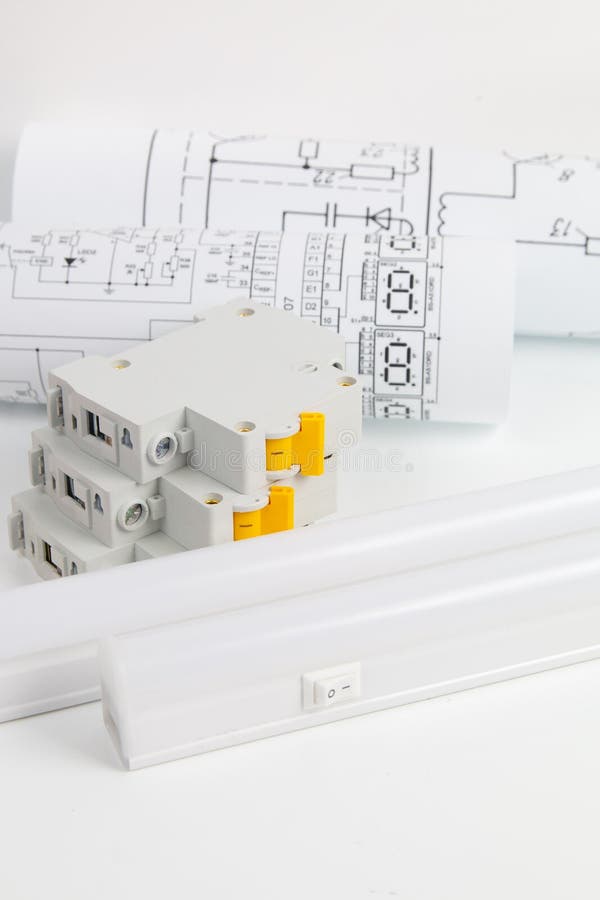 Led Lamp Electrical Switch Paper Engineering Drawings Background Stock ...