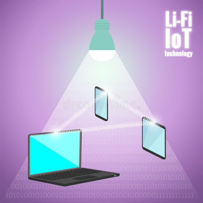 Led Lamp is Emitting Light with Data, IoT Concept Stock Vector ...