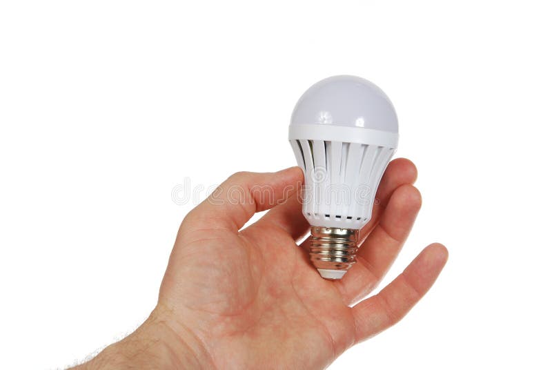 Led lamp in hand stock photo. Image of lamp, technology - 53091484