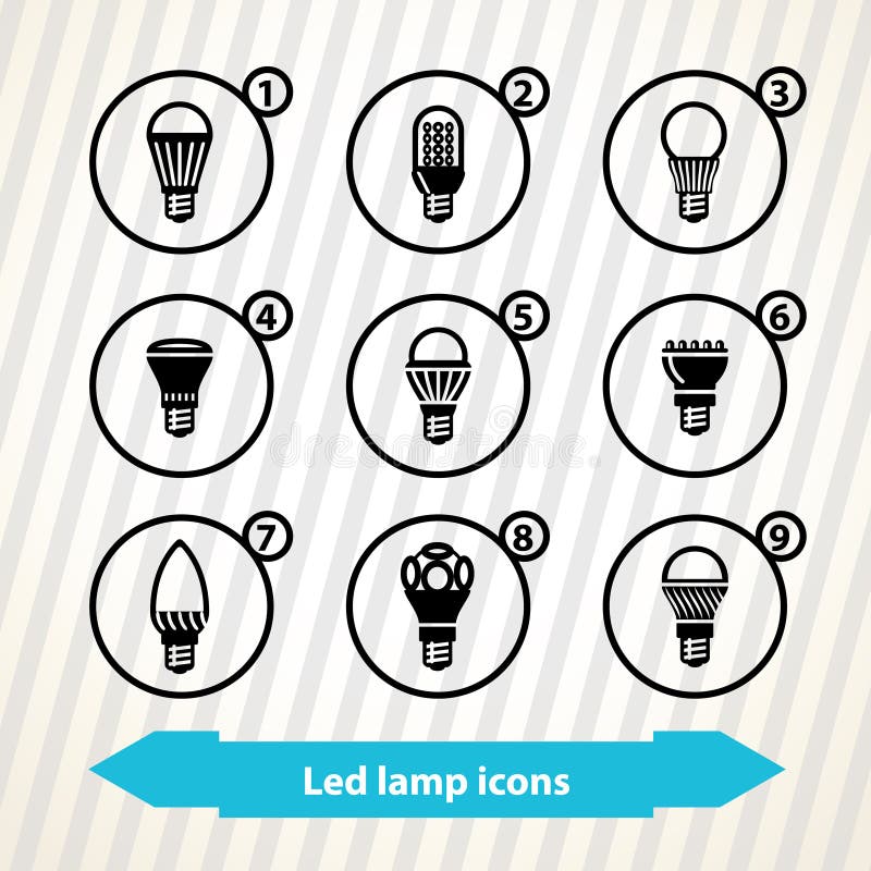 Led lamp icons stock vector. Illustration of ecological - 38323997