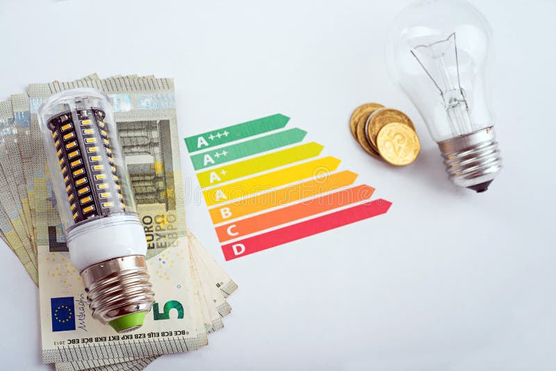 LED lamp and money stock photo. Image of industry, energy - 74221362
