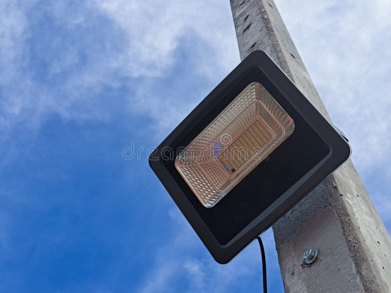 LED Lamp with Solar Panel.Solar-powered Lights on Utility Poles Stock ...