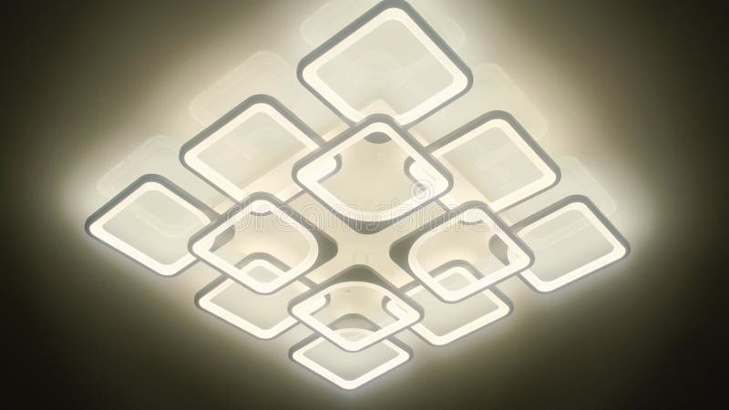 Led Lamps Built into the Ceiling Glowing in the Dark Stock Footage ...