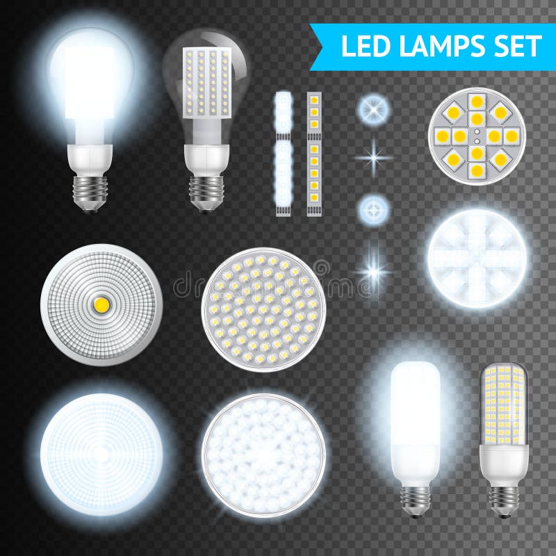 Led Lamps Transparent Set stock vector. Illustration of interior ...