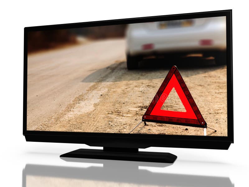LED LCD Tv With A Show About Car Problems On It`s Screen, Isolated On ...