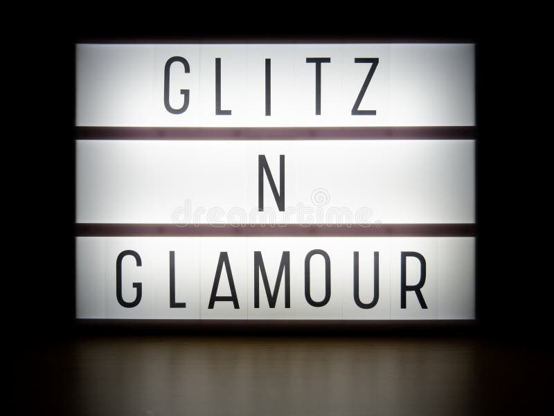 LED Light Box Glitz and Glamour Sign Stock Photo - Image of light ...