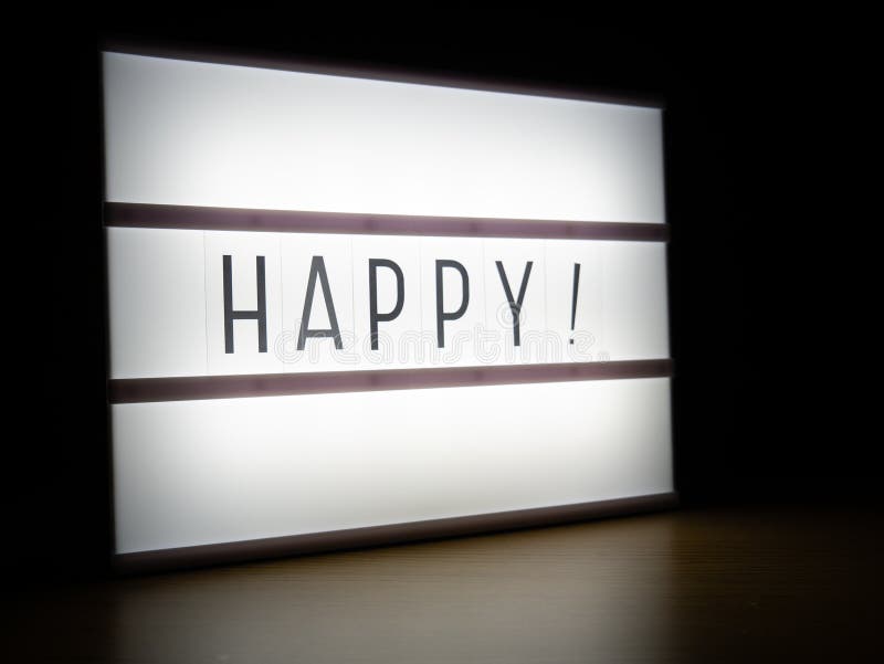 LED Light Box Happy Message Board Stock Photo - Image of text, letters ...