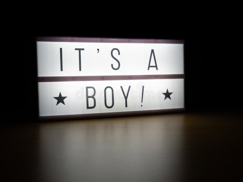 LED Light Box it`s a Boy Baby Shower Celebration Sign Stock Photo ...