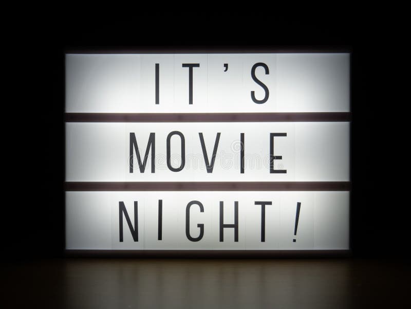 LED Light Box it`s Movie Night Message Board Stock Image - Image of ...