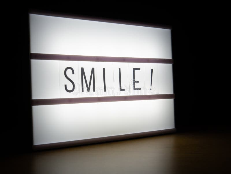 LED Light Box Smile Message Stock Photo - Image of words, letters ...