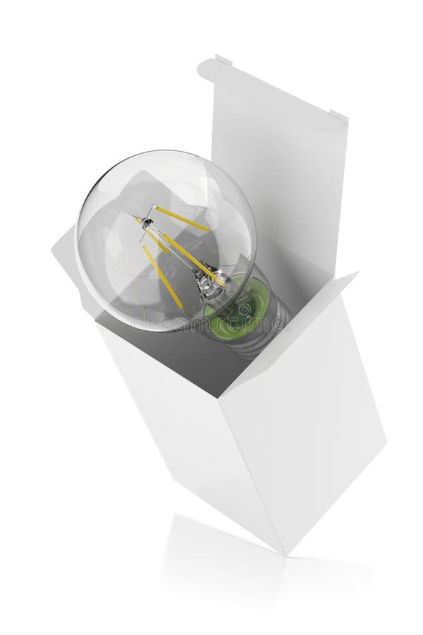 LED Light Bulb in Blank Paper Box Isolated Stock Illustration ...