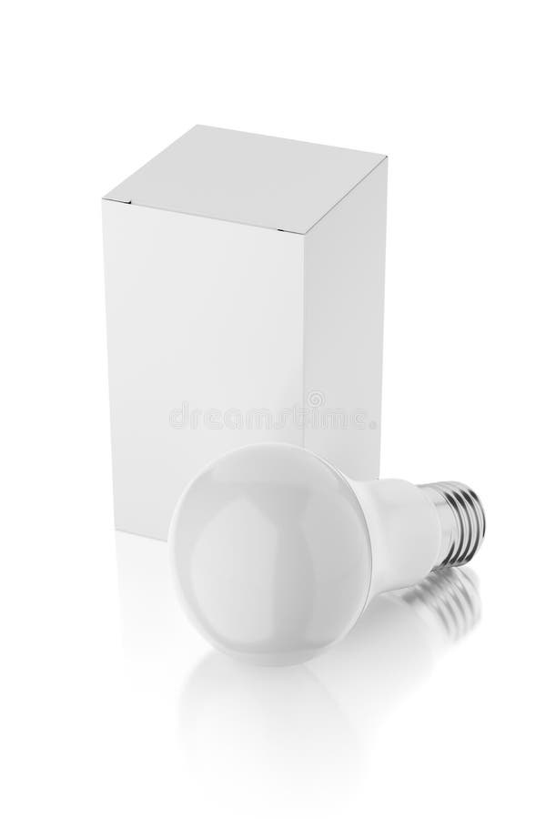 LED Light Bulb with Blank Paper Box Isolated Stock Illustration ...