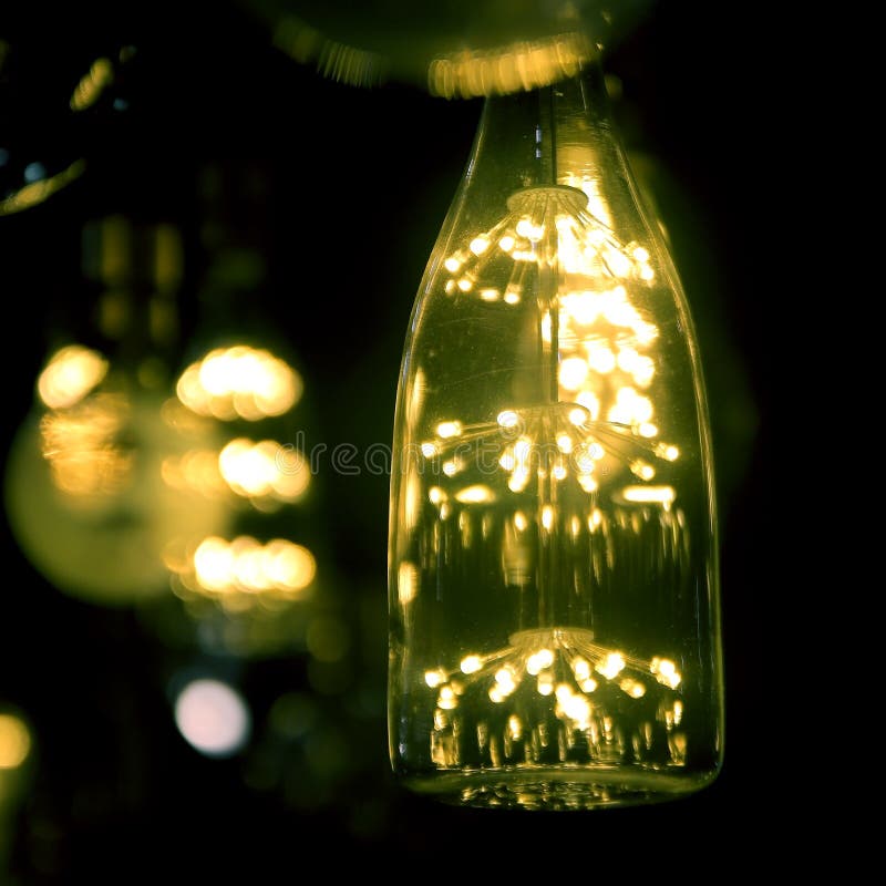 LED Light Bulb Decorated on the Ceiling Stock Photo - Image of retro ...