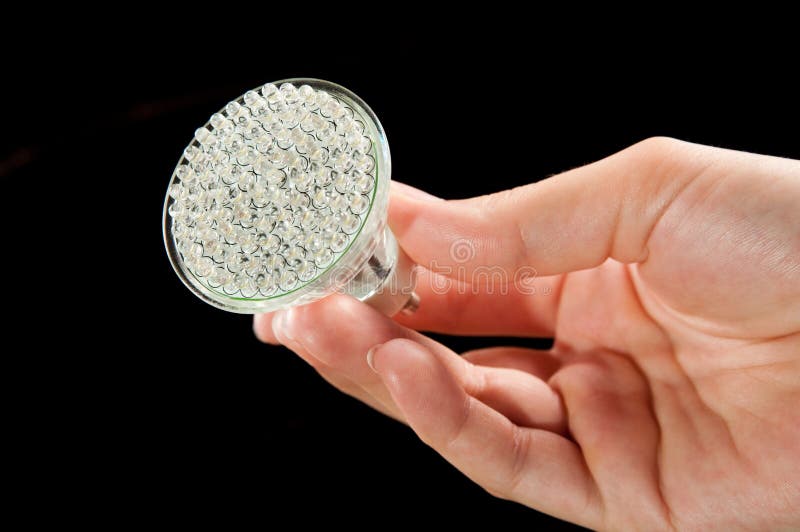 Led light bulb in hand stock image. Image of cool, diode - 15912809
