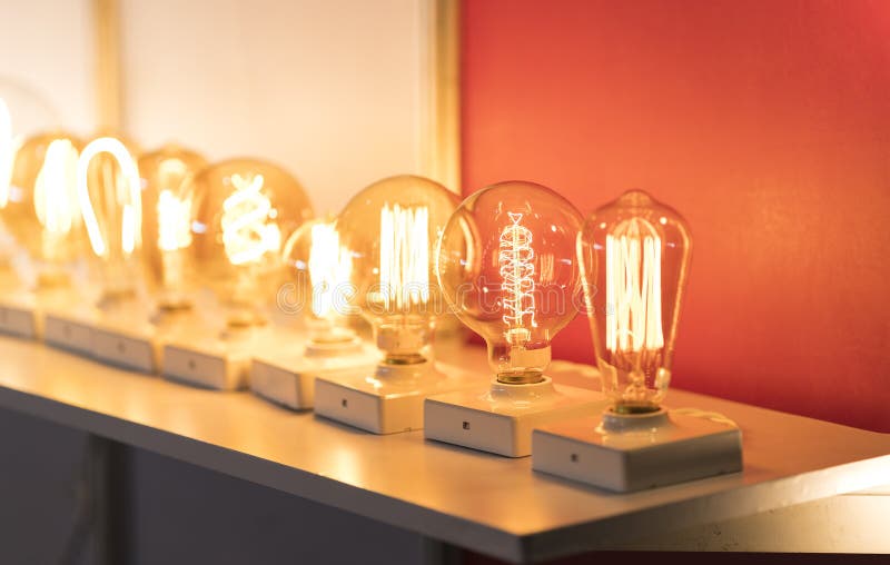 LED Light Bulb Hang from Ceiling Stock Photo - Image of electric ...