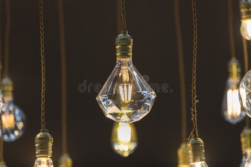 LED Light Bulb Hang from Ceiling Stock Image - Image of candle, hanging ...