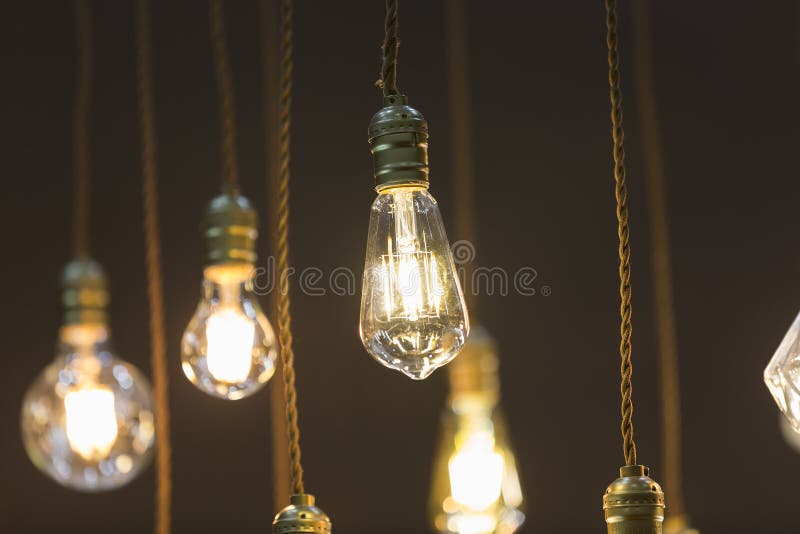 LED Light Bulb Hang from Ceiling Stock Image - Image of candle, hanging ...