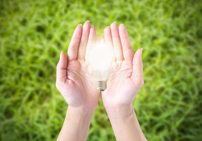 Led Light Bulb Human Hands Ecology Concept Stock Photos - Free ...