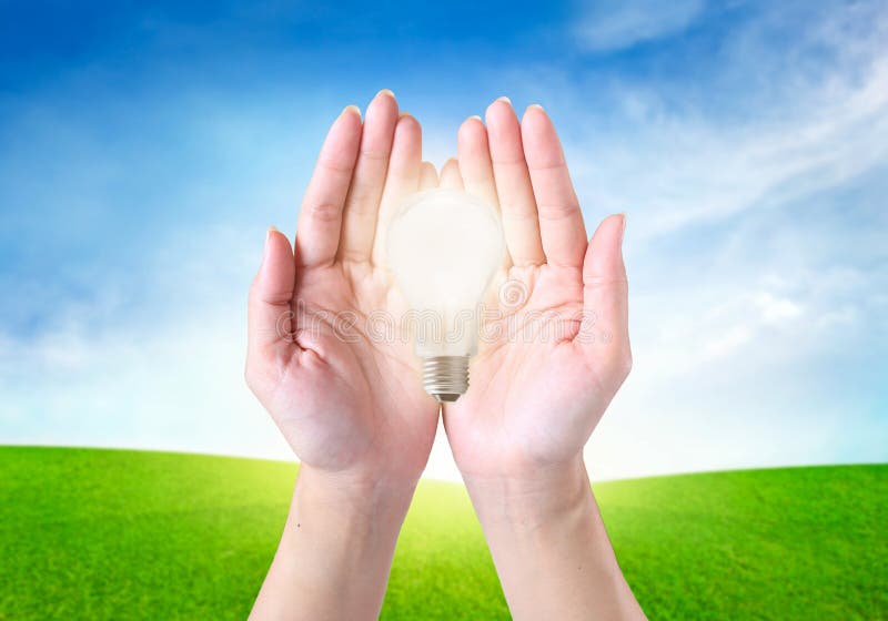 Led Light Bulb Human Hands Ecology Concept Stock Photos - Free ...