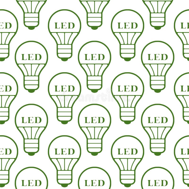 LED Light Bulb Icon Isolated Seamless Pattern on White Background Stock ...