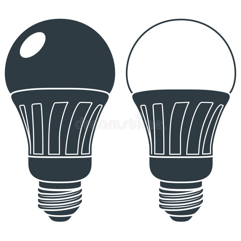 Led light bulb icon stock vector. Illustration of silhouette - 64290930