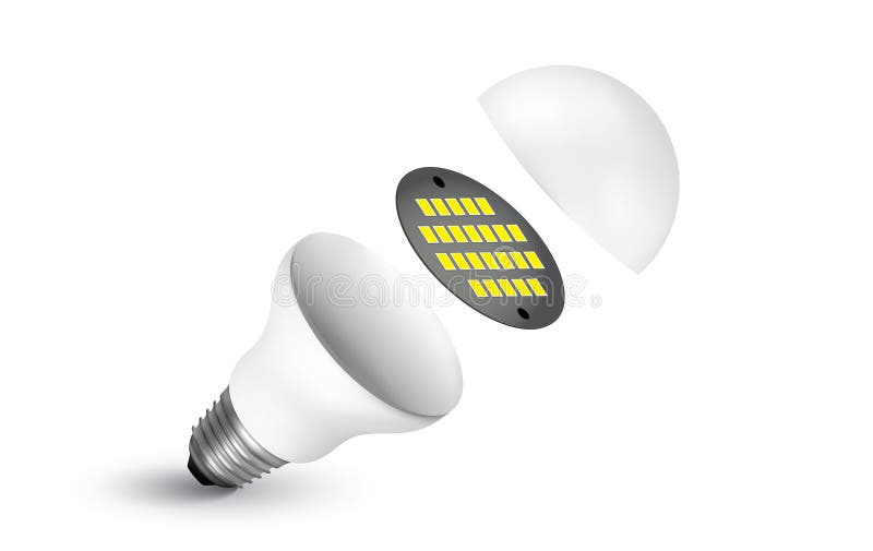Exploded view of LED bulb stock illustration. Illustration of ...