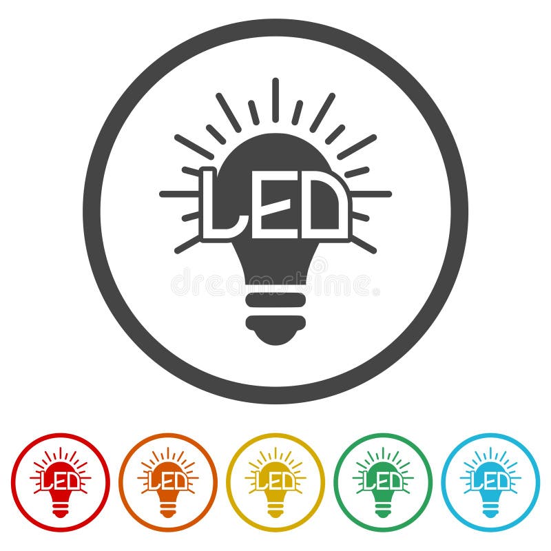 LED Light Bulb Ring Icon, Color Set Stock Vector - Illustration of ...