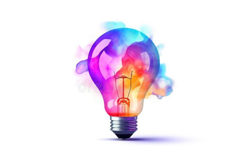 Led Light Bulb Sticker on White Background. Generative AI Stock ...