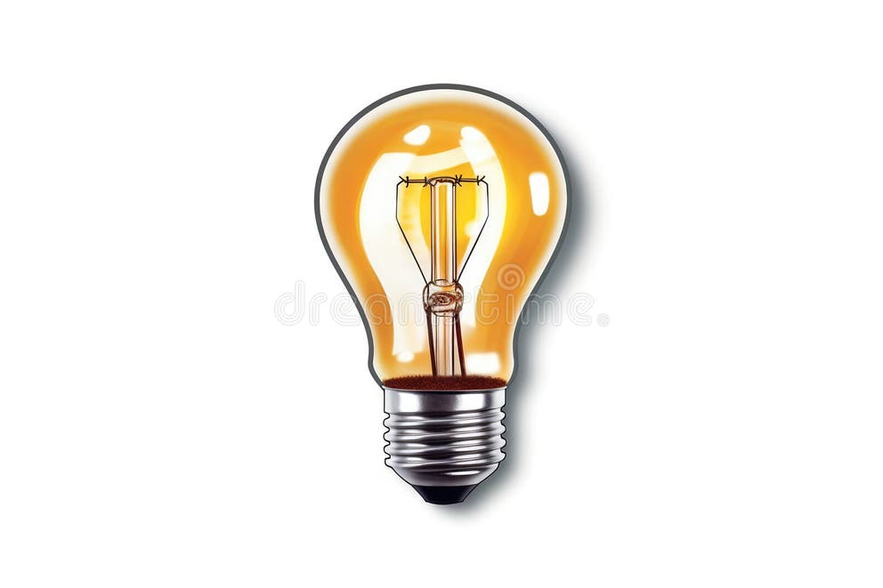 Led Light Bulb Sticker on White Background. Generative AI Stock ...