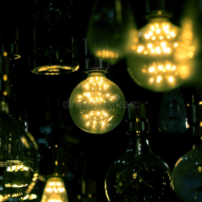 LED Light Bulbs are Decorated on the Ceiling Stock Image - Image of ...