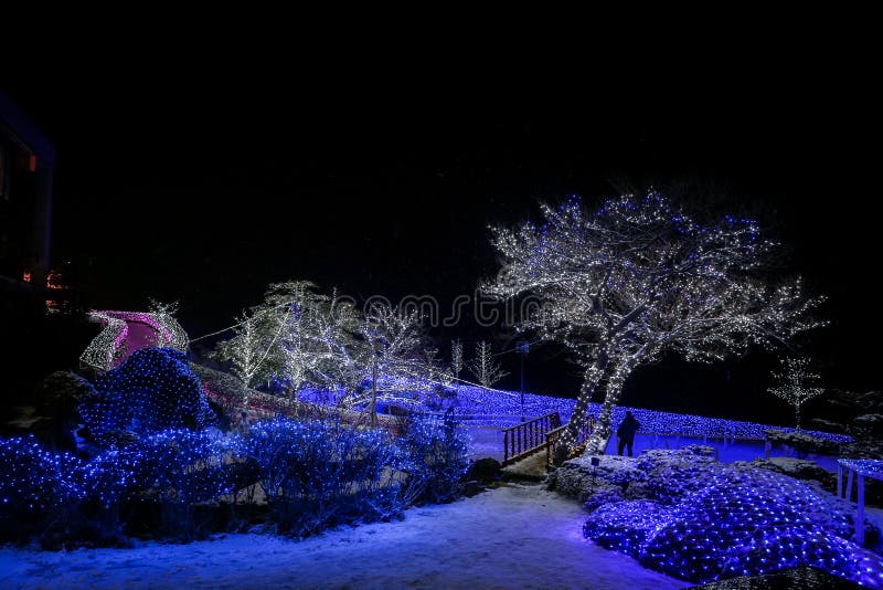 LED Light Demo at Lake Toya Editorial Stock Photo - Image of winter ...