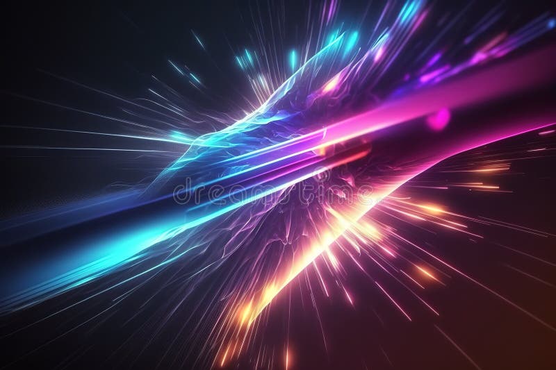 Led Light. Future Tech. Shine Dynamic Scene. Neon Flare. Colorful Rays ...