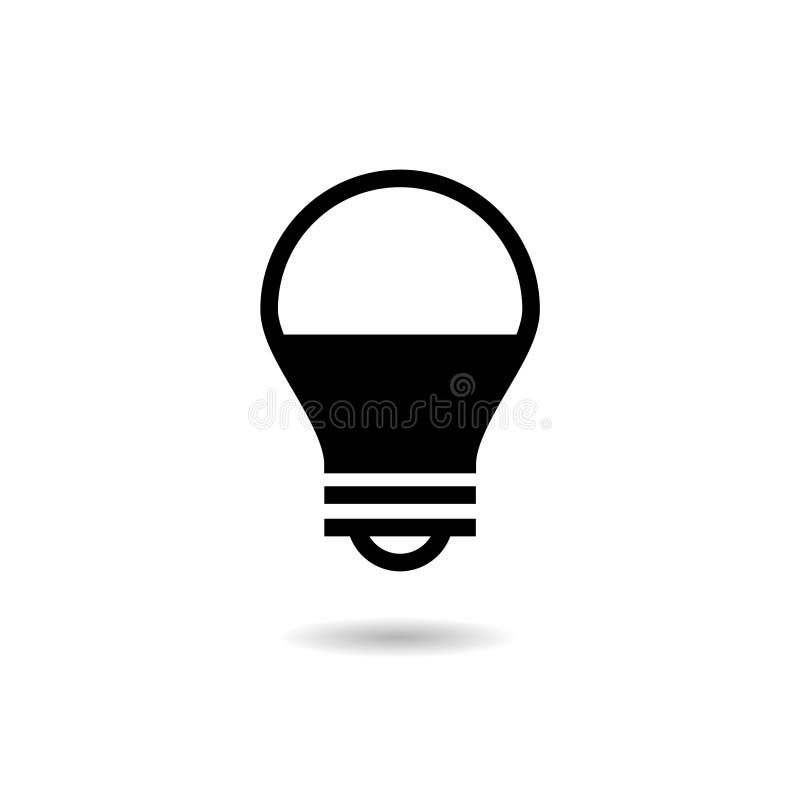 LED Light Lamp Bulb Icon Logo with Shadow Stock Vector - Illustration ...