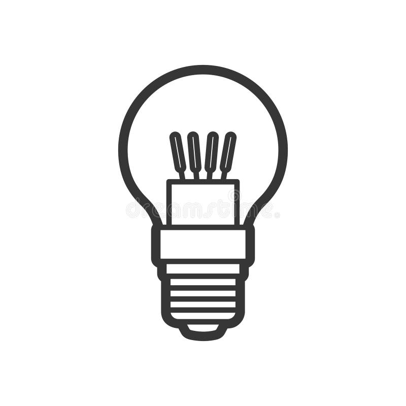 LED Light Lamp Bulb Vector Outline Icon Stock Vector - Illustration of ...