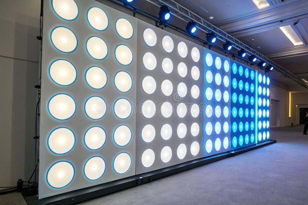 LED Light Panel with Bright Circles Stock Illustration - Illustration ...
