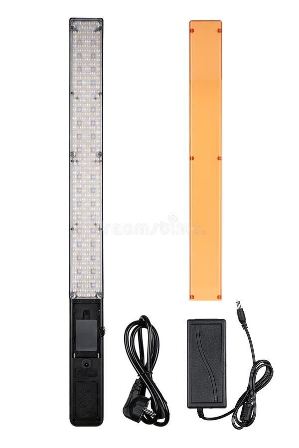 LED Light Panel with Power Adapter and Orange Filter, Isolated on White ...