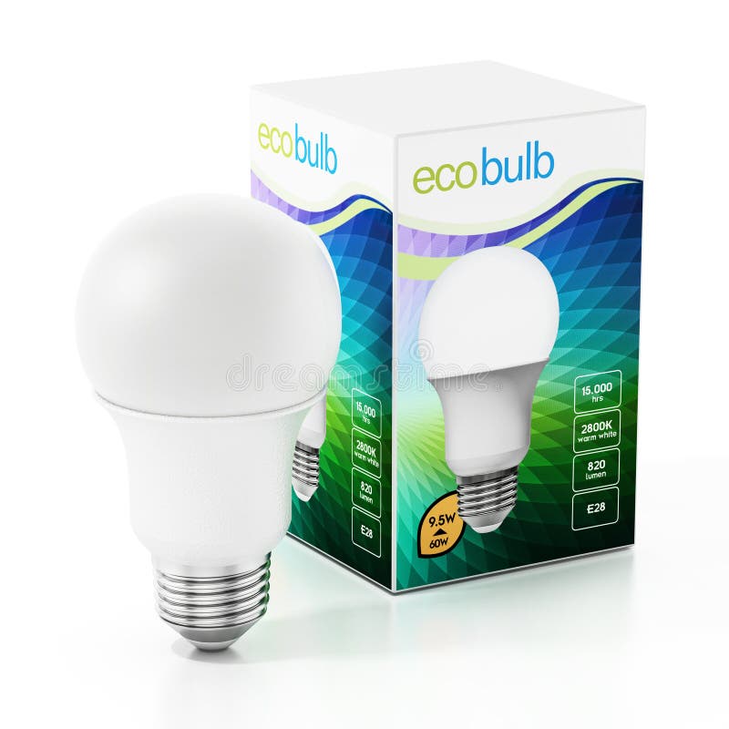 LED Lightbulb and Generic Package Design Isolated on White Background ...