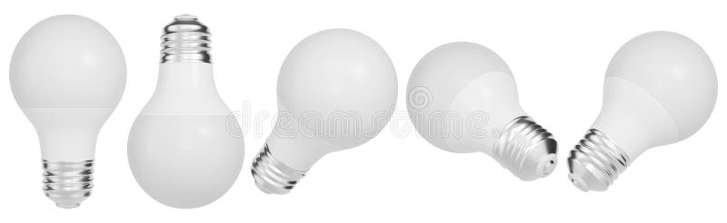 Led Lightbulb Set. Isolated White Light Bulb. 3D Rendering. Stock Image ...