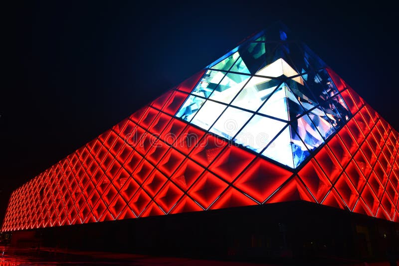 Led Lights Curtain Wall of Modern Commercial Building Stock Image ...