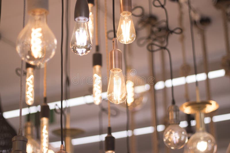 LED Lights Display in Store Stock Image - Image of bulb, decor: 156945109