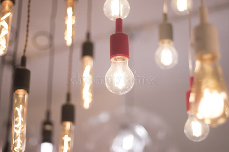 LED Lights Display in Store Stock Photo - Image of lamp, shopping ...